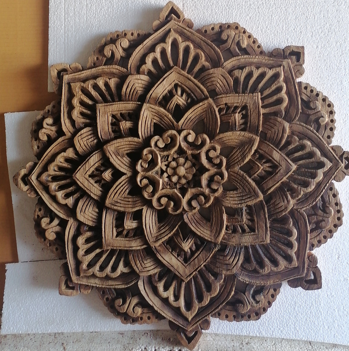 Natural Color Extra Thickness Multi layer Mandala Wall Art Wood Mandal ...