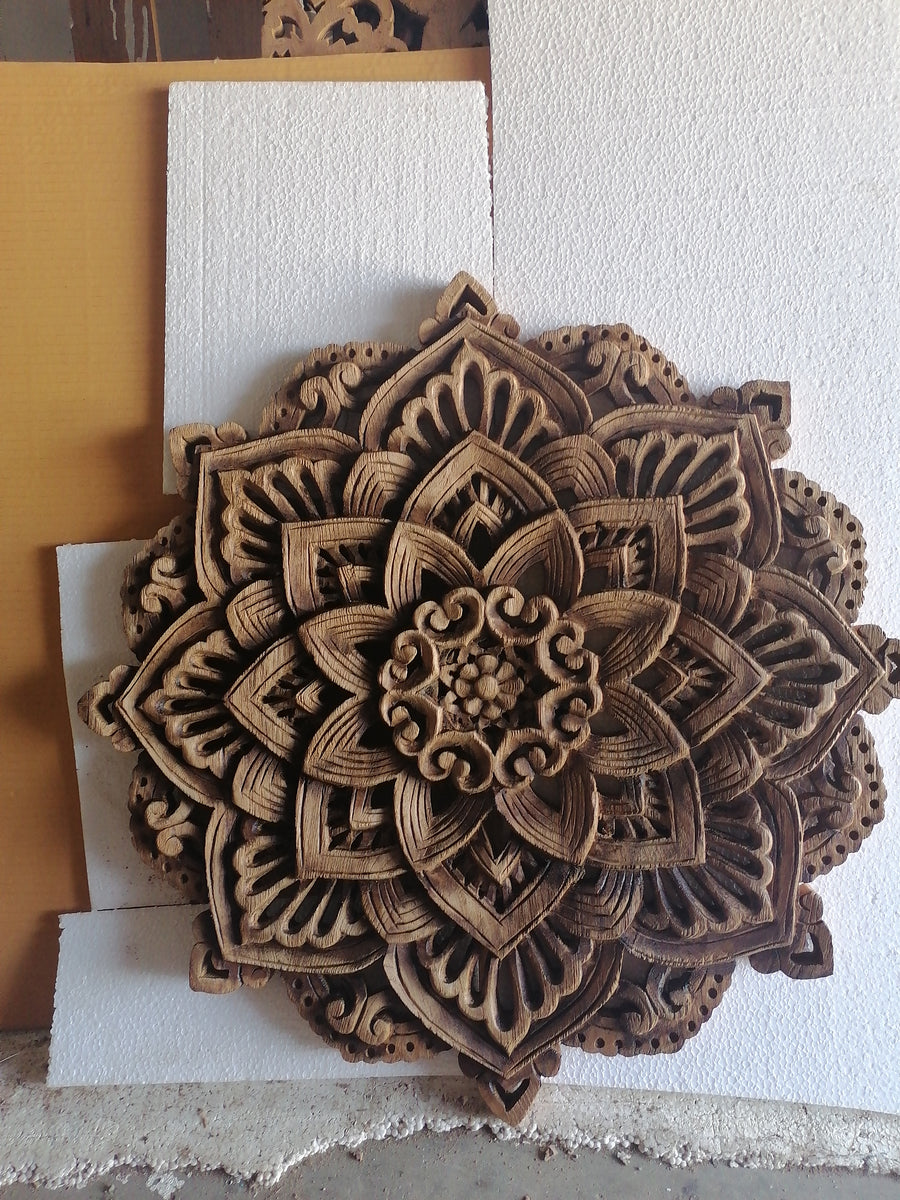 Natural Color Extra Thickness Multi layer Mandala Wall Art Wood Mandal ...